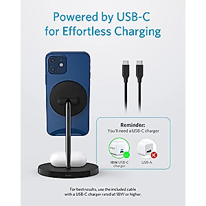 Anker Wireless Charging Stand, PowerWave 2-in-1 Magnetic Stand Lite with USB-C Cable, for iPhone 14/14 Pro/14 Plus/14 Pro Max/13/13 Pro /13 Pro Max, AirPods 2/Pro (No AC Adapter)