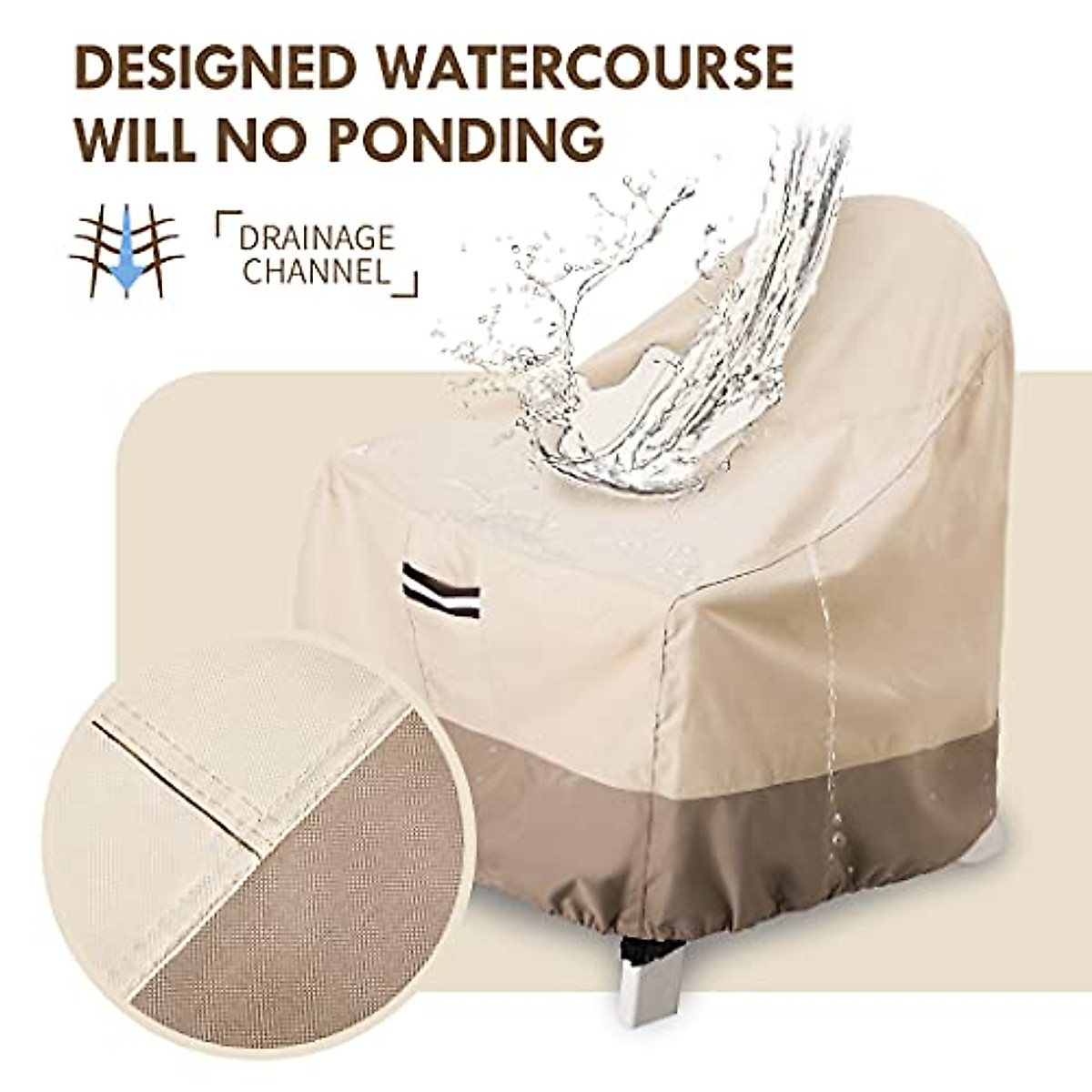YEFU Patio Chair Cover–Adirondack, Thickened 600D, New Knitting Process, Waterproof Clearance, Outdoor Patio Furniture Covers, Not Easy to Crack/Tear, for Lawn, Deck, Outdoor Seating