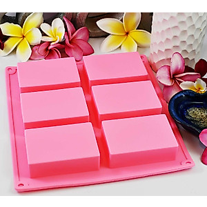 2PC Rectangular Oven Safe Silicone mold 6 Right-Sized Cavity multipurpose Tray for homemade Candle Crafting, Portion Chocolate/Lemon Bar, Ice Cube, Easy-Release, BPA-Free Food-Grade Dishwasher Safe