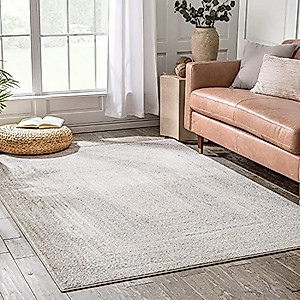 Well Woven Raggi Vintage Neutral Ivory Chindi Braided Pattern Area Rug (5'3" x 7'3")
