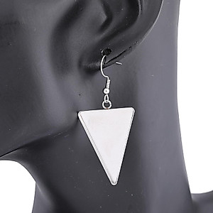 Reidgaller 10pcs Stainless Steel 23x33mm Triangle Cabochon Earring Bezel Setting Trays with Clear Glass DIY Ear Hooks Findings for Jewelry Making