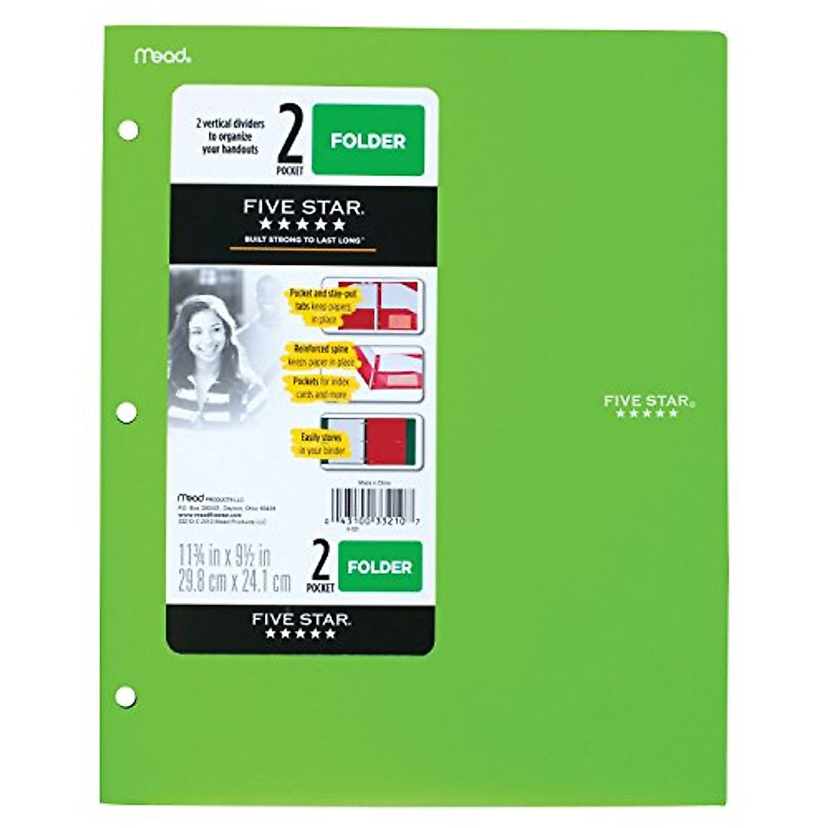 Five Star 2 Pocket Folder, Stay-Put Folder, Plastic, Folders with Pockets, Color Selected for You, 1 Count (33210)