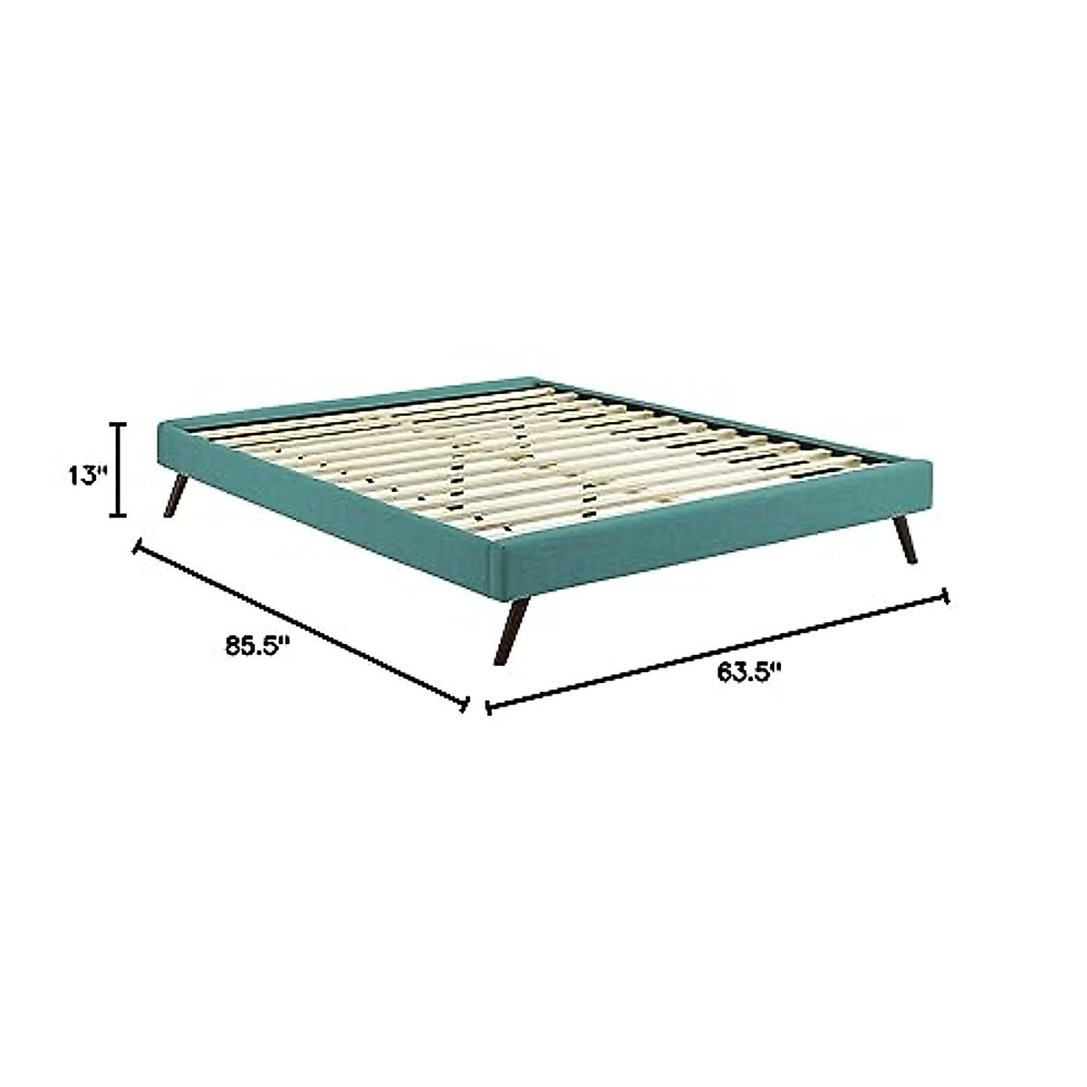 Modway Loryn Upholstered Queen Platform Bed Frame with Wood Slat Support in Teal