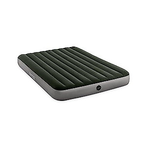 Intex 64779E Dura-Beam Standard Prestige Air Mattress: Fiber-Tech – Queen Size – Hand-Held Battery Pump – 10in Bed Height – 600lb Weight Capacity