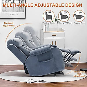 DAZONE Power Recliner Chair, Lift Chair Recliners for Elderly Modern Power Lift Chair Overstuffed Electric Recliner Chair Theater Reclining Chair Lazyboy Recliner Chair for Living Room Bedroom Grey