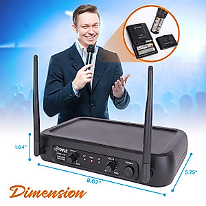 PYLE Lavalier, Headset Mics, Transmitter, Receiver-for PA, Karaoke Dj Party, Black, One Size (PDWM2140)