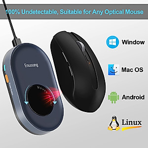 ENUSUNG Mouse Jiggler 100% Mechanical Mouse Mover with ON/Off Switch, Driver-Free USB Mouse Shaker, Undetectable Mouse Movement Simulator for Preventing PC/Computer/Laptop from Going to Sleep
