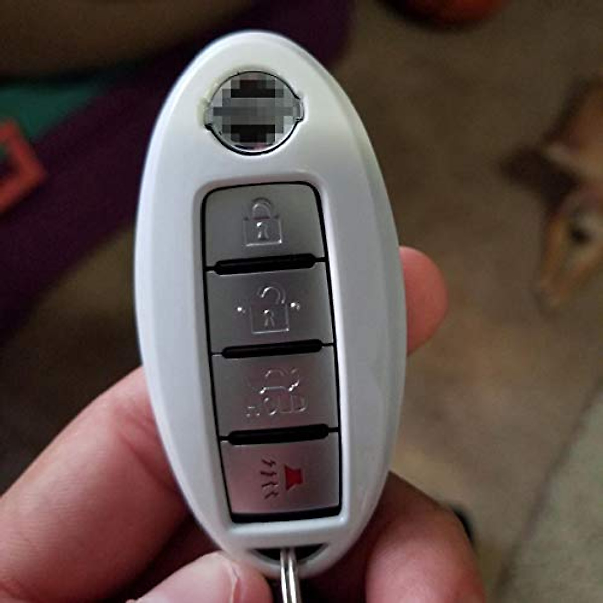 iJDMTOY (1) Exact Fit Gloss Metallic White Smart Key Fob Shell Compatible with Nissan Armada Rogue GT-R Murano Pathfinder Sentra Leaf Titan (4-Button only)