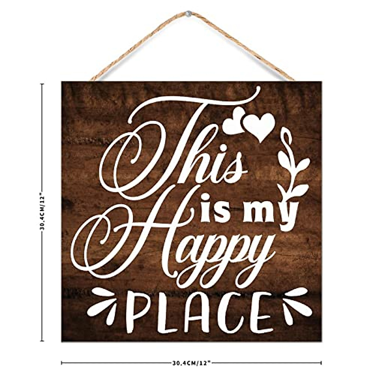 This Is My Happy Place Wood Signs Home Décor Rustic Signs Motivational Wood Home Sign for Dinning Room Laundry Pantry 12x12in