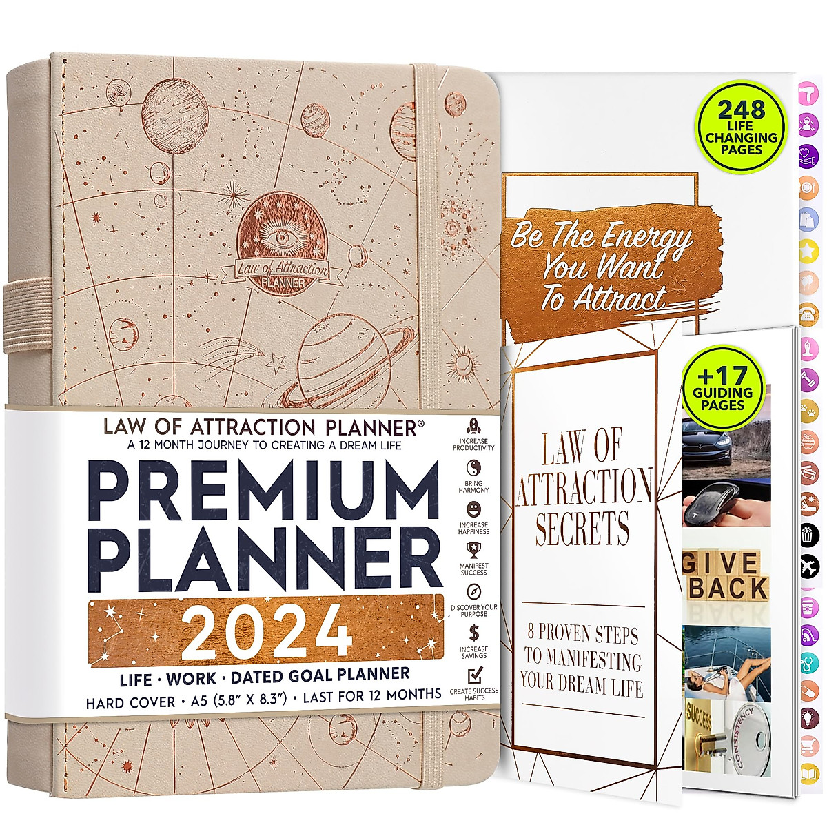 Law of Attraction Planner 2024-2024 Planner Weekly and Monthly, Hourly Planner, Daily Planner, Daily Gratitude Journal, Positive Habit Maker, Vision Board, Planner Stickers & Gift Box