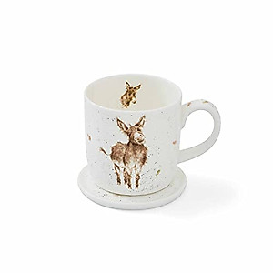 Royal Worcester Wrendale Designs Gentle Jack Mug & Coaster Set | 11 Ounce Coffee Mug with Coaster | Made from Fine Bone China | Microwave and Dishwasher Safe