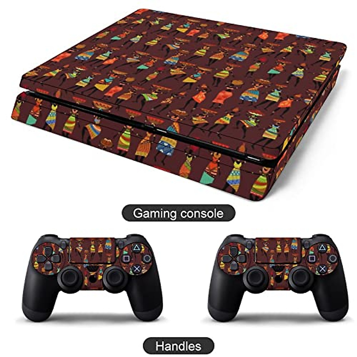 African Women Funny Sticker Skin Protector Full Print Slim Decal Covers for PS-4 Slim/PS-4 Pro Console & 2 Controller