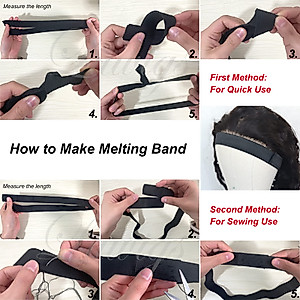 Luwigs Black Elastic Bands Wig Accessories for Making Wigs/Lace Frontal/Lace Closure 2.5cm Width 6pcs (Elastic Band, 6pcs)