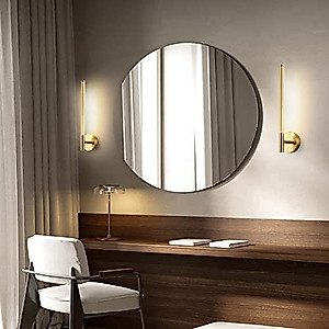 JOOSENLUX Modern LED Picture Lights Gold 19.3" 3000K Long Brass Mid Century Adjustable Linear Gold Wall Sconce Vertically Led Bathroom Vanity Light Swing Arm Left and Down 110V 3000K