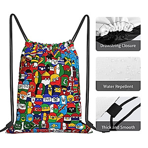 Woidxzxza Countryball Drawstring Backpack Unisex Lightweight Sport Sackpack Gym Bags Storage Cinch Bag