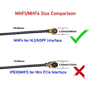 WiFi Antenna 8dBi RP-SMA Male 2.4Ghz 5.8Ghz Dual Band + 10in U.FL IPEX MHF4 to RP SMA Female Extension Cable for M.2 NGFF + Computer Back Slot Cover Bracket