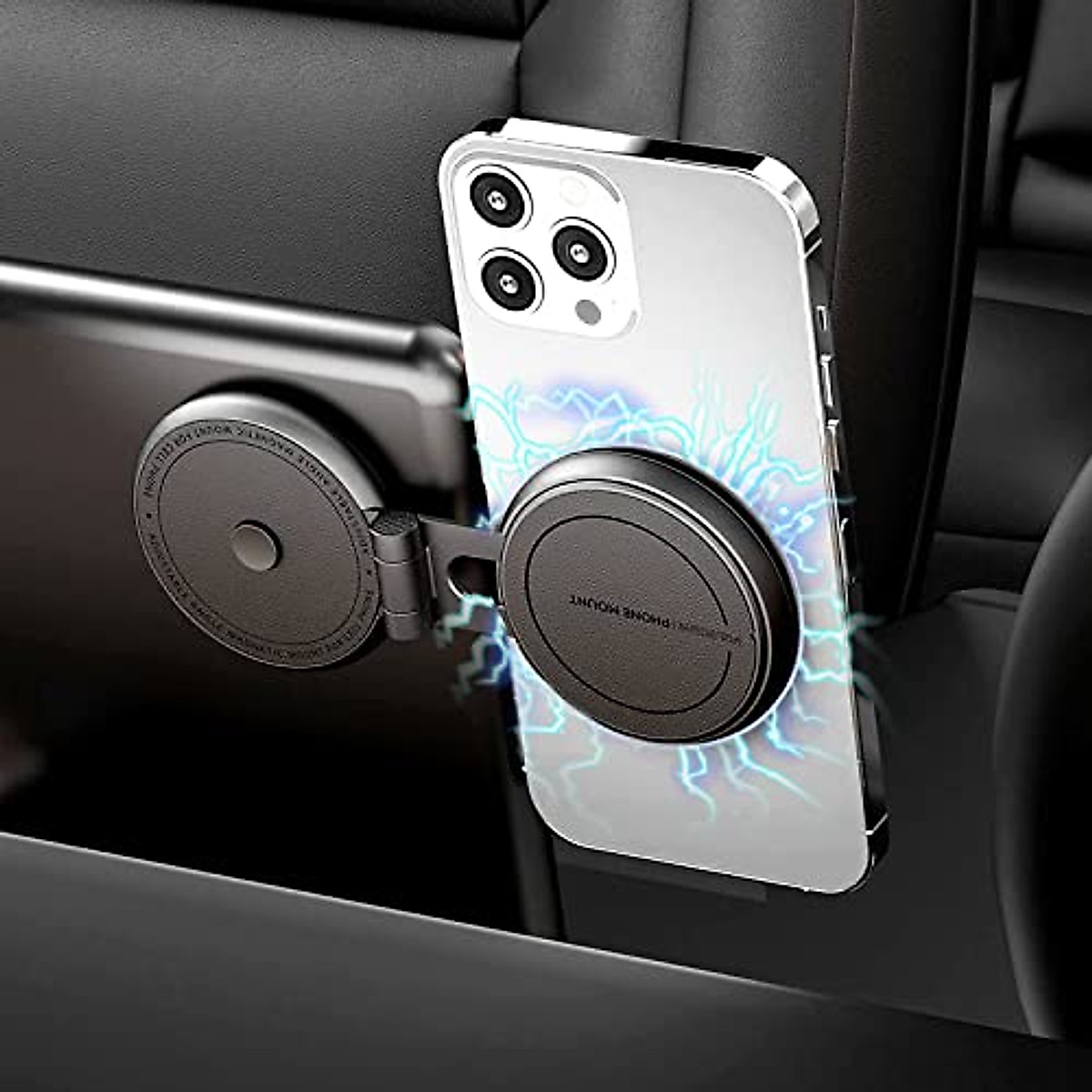 Car Phone Holder for Tesla Model 3/X/Y/S, HAMOPY Invisible Magnetic Phone Mount for Car, 360° Rotatable MagSafe Car Mount for All Phone, Foldable Holder for MagSafe Design, Tesla Model 3/Y Accessories