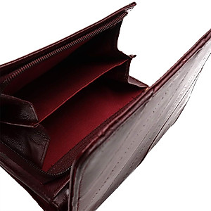 Zipper Wallets for Women Compact Bifold Eel Skin Wallet Credit Card Holder Coin Purse ELZH (Purple)