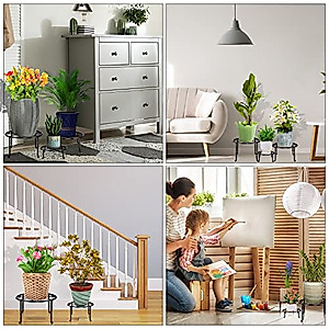 5 Pack Metal Plant Stand for Outdoor Indoor Plants, Heavy Duty Flower Pot Stands for Multiple Plant, Rustproof Iron Round Plant Shelf for Planter, Potted Plant Holder for Garden Home (Black)