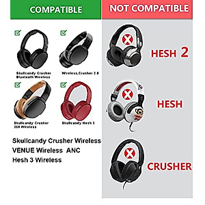VEVER Replacement Ear Pads Cushion for Skullcandy Crusher Wireless Crusher Evo Crusher ANC Hesh 3 Headphones (Black)