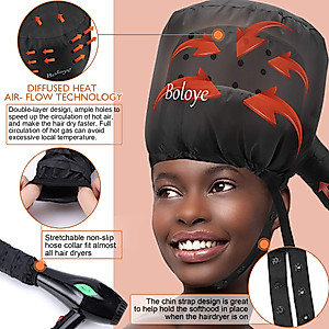 Hair Dryer Bonnet, Large Bonnet Hooded Hair Dryer Attachment for Speeds Up Drying Time & Deep Conditioning, Fits All Head Sizes & All Hair Styling, for Women Long Curly Braid Hair (Black, Universal)