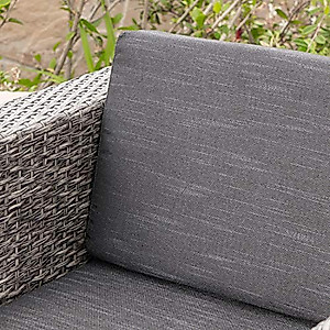 Christopher Knight Home Puerta Outdoor Wicker Club Chair with Water Resistant Cushions, Mixed Black / Dark Grey
