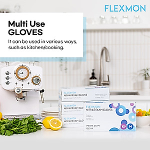 FLEXMON Nitrile Exam Gloves,100 Count, Single Use, 4.2 Mil Heavy, Sterile, Protective, Medical Exam Gloves, Disposable, Food, Latex Free, Cooking, Blue, Safe, Cleaning & More (X-Small)