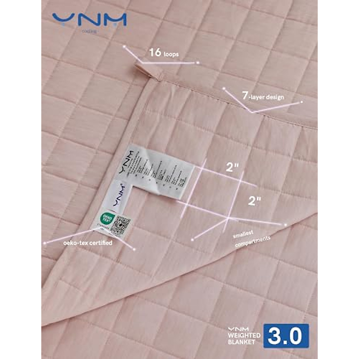 YnM Exclusive Cooling Weighted Blanket, Nylon/PE Fabric, Smallest Compartments with Glass Beads, Bed Blanket for One Person of 140lbs, Ideal for Queen/King Bed (60x80 Inches, 15 Pounds, Violet Pink)