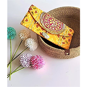 Indian Traditional Patola Clutch For Women Handbag Elegant Evening Wedding Party Purse For Women's BY PANACHE MERCHANT (Pack Of 4)