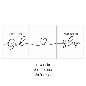 Give It To God And Go To Sleep Sign, Above Bed Wall Decor, Master Bedroom Signs, Bedroom Wall Art, Inspirational Decor, Signs Above Bed, Bedroom Decor, Unframed (11x14 inch)