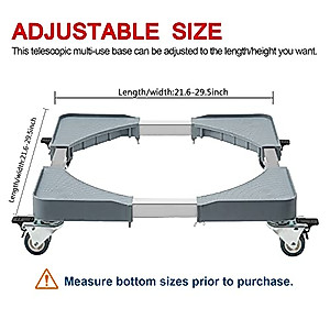 Fridge Stand Mobile Base with 4 Locking Wheels HQO LOVL 21.6”-29.5” Adjustable Furniture Dolly for Washer Dryer Washing Machine Stand Pedestal, Refrigerator Stand (YK15)