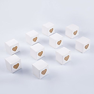 AWELL Mini Size White Gift Boxes 2x2x2 inch with Clear Plastic Window for Candy Treat Gift Wrap Box Party Favor 50pc by MOWO