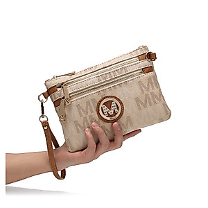 MKF 2 in 1 Crossbody Bags for Women, Wristlet Purse - Ladys Small PU Leather Messenger Handbag - Adjustable Strap Red