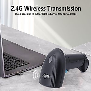 Xyllayeo Barcode Scanner Wireless 1D 2D QR Code Scanner, Automatic Scanning Handheld Image Bar Code Reader for Personal Library, Inventory Scanner for Warehouse Supermarket Retail Store
