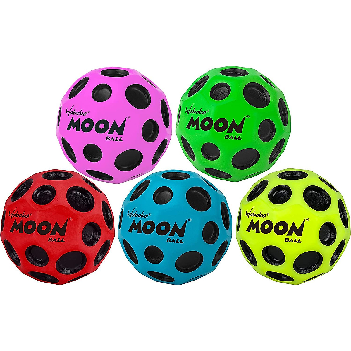 Waboba Moon Ball 5 Pack - Bounces Out of This World - Original Patented Design - Craters Make Pop Sounds - Easy to Grip (Pack of 5)