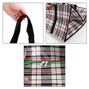 CLARA Large Checkered Storage Bag Oversized Waterproof Moving Totes Carrying Bag Luggage Bag Reusable Laundry Bag(Black, 24×24’’)