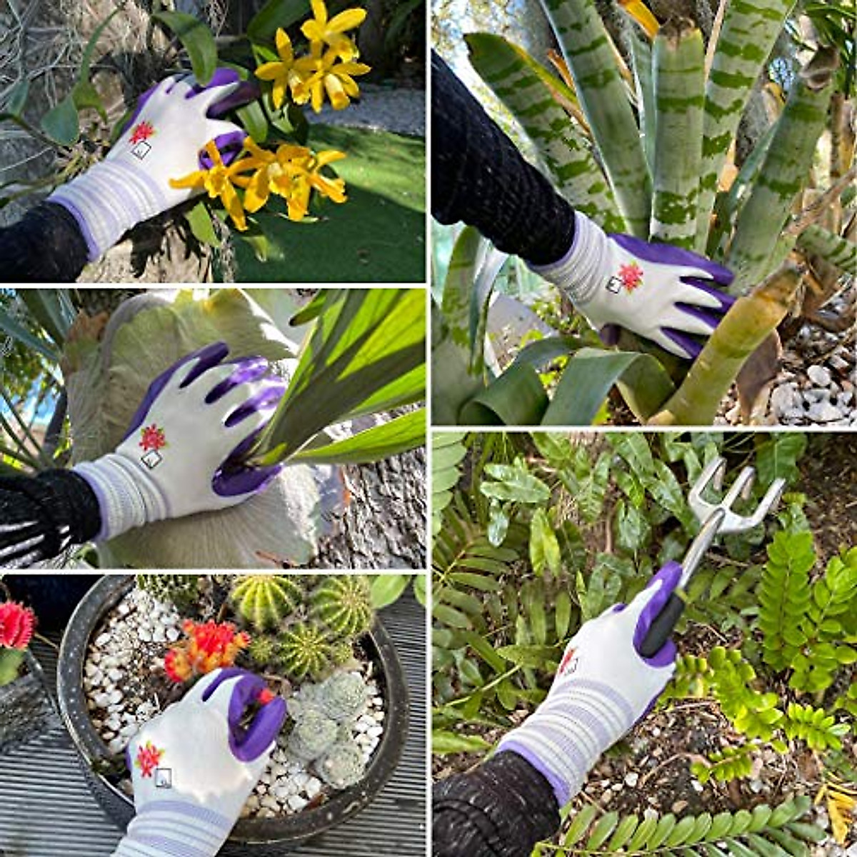 Gardening Gloves for Women Ladies Garden Gloves for Women Gardening Gifts for Women, 3 Pairs, Protective Work Gloves Reusable Gloves Womens Gardening Gloves Guantes de Trabajo para Mujer