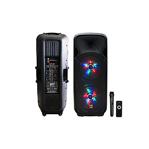 Mr. Dj AFTER PARTY Dual 15" 5000 Watt Max Power Speaker with Built-in Bluetooth & Battery LCD/MP3/USB/SD Slot