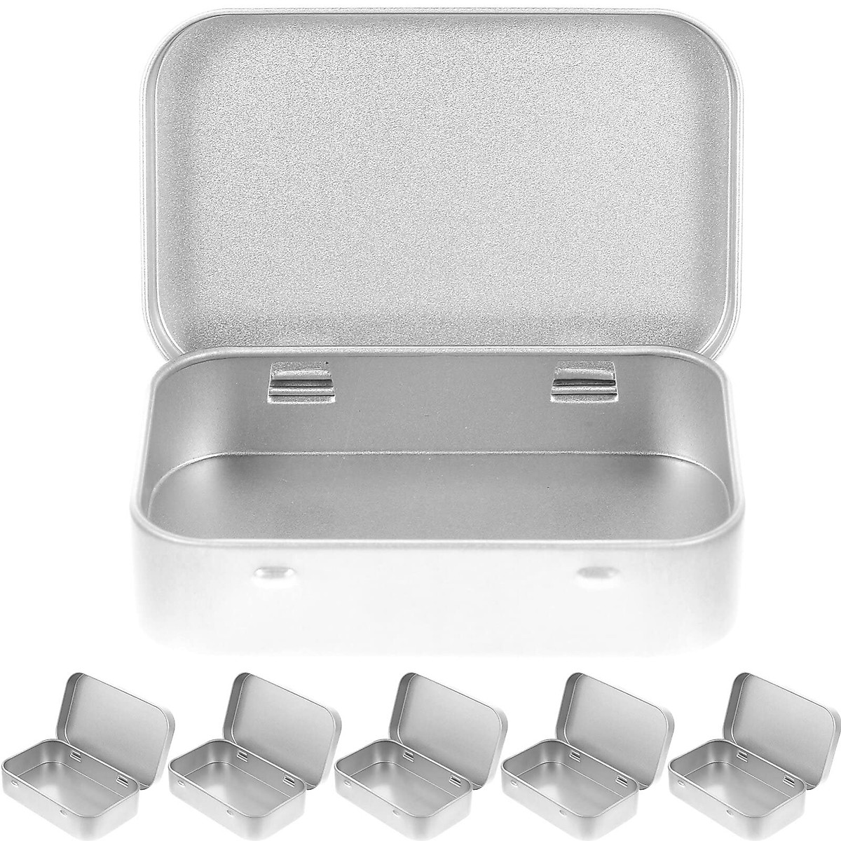 Ipetboom Gift Containers 6pcs Metal Rectangular Hinged Tins Mini Portable Box Containers Small Empty Storage Tins with Lids Loose Tea Tins Candy Holder for Pills Bead Earring A
