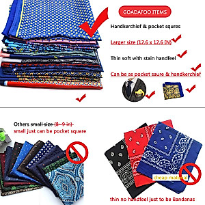 GOADAFOO 15Packs Men's Pocket Squares 12.5In Large Silky Floral Pocket Square For Men Handkerchiefs Set Assorted Boxed