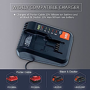 Felihogar Replacement for Porter Cable 20V Max Battery Charger PCC692L Compatible with Porter Cable 20V Max Lithium Battery PCC699L PCC680L PCC682L and Black & Decker 20V Max Lithium Battery LBXR20