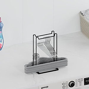 Thipoten Hanger Organizer, Adjustable Metal Hanger Stacker for Adults and Children, Holding up to 55 velvet/wire/plastic hangers, Perfect Space Saver for Closet Laundry Room (Black, 2Pack)