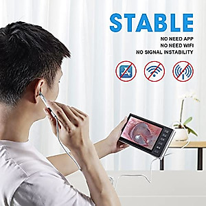 Digital Otoscope with 7 Inch IPS Screen, Hiacinto Ear Wax Removal Tool Camera, 3.9mm HD Ear Scope Otoscope with Light, Ear Camera and Wax Remover, Supports Photo Snap and Video Recording, 32GB Card