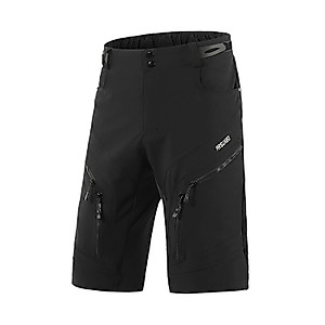 ARSUXEO Men's Loose Fit Cycling Shorts Mountain Bike Shorts Water Ressistant 1903 Black Size Medium