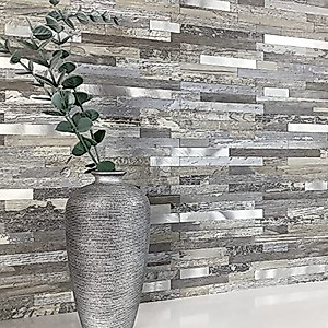 AULIGET 20 Sheets Peel and Stick Backsplash, Distressed Wood Look PVC Wall Tiles Stick on Backsplash for Kitchen