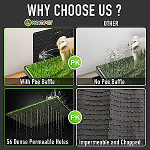 Hompet Dog Potty with Tray Large 30''x20'', 2 Artificial Grass Patch for Indoor and Outdoor Use, Puppy Turf Grass Pad Reusable Training Pads with Pee Baffle, Ideal for Dogs
