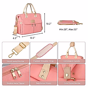 CSFICTS Lunch Bag for Women, Extra Large Insulated Lunch Box, Wide-Open Lunch Tote Cooler Bag With Side Pockets and Removable Shoulder Strap, Lunchbag For Work Picnic Hiking Beach, Pink