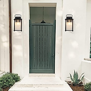 GAAZIE Outdoor Wall Lantern,Exterior Waterproof Light Fixtures,Black Porch Light with Striped Glass,13''H Outdoor Light Fixtures for Garage Front Porch and Patio 1 Pack Bulb Not Included