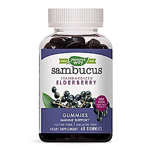 Nature's Way Sambucus Black Elderberry Gummies with Vitamin C and Zinc, 60 Gummies