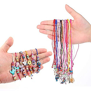 24 Pcs Kids Jewelry for Girls Woven Friendship Bracelets and Necklaces Set with Animal Unicorn Mermaid Butterfly Flower Pendants Gift for Little Girls